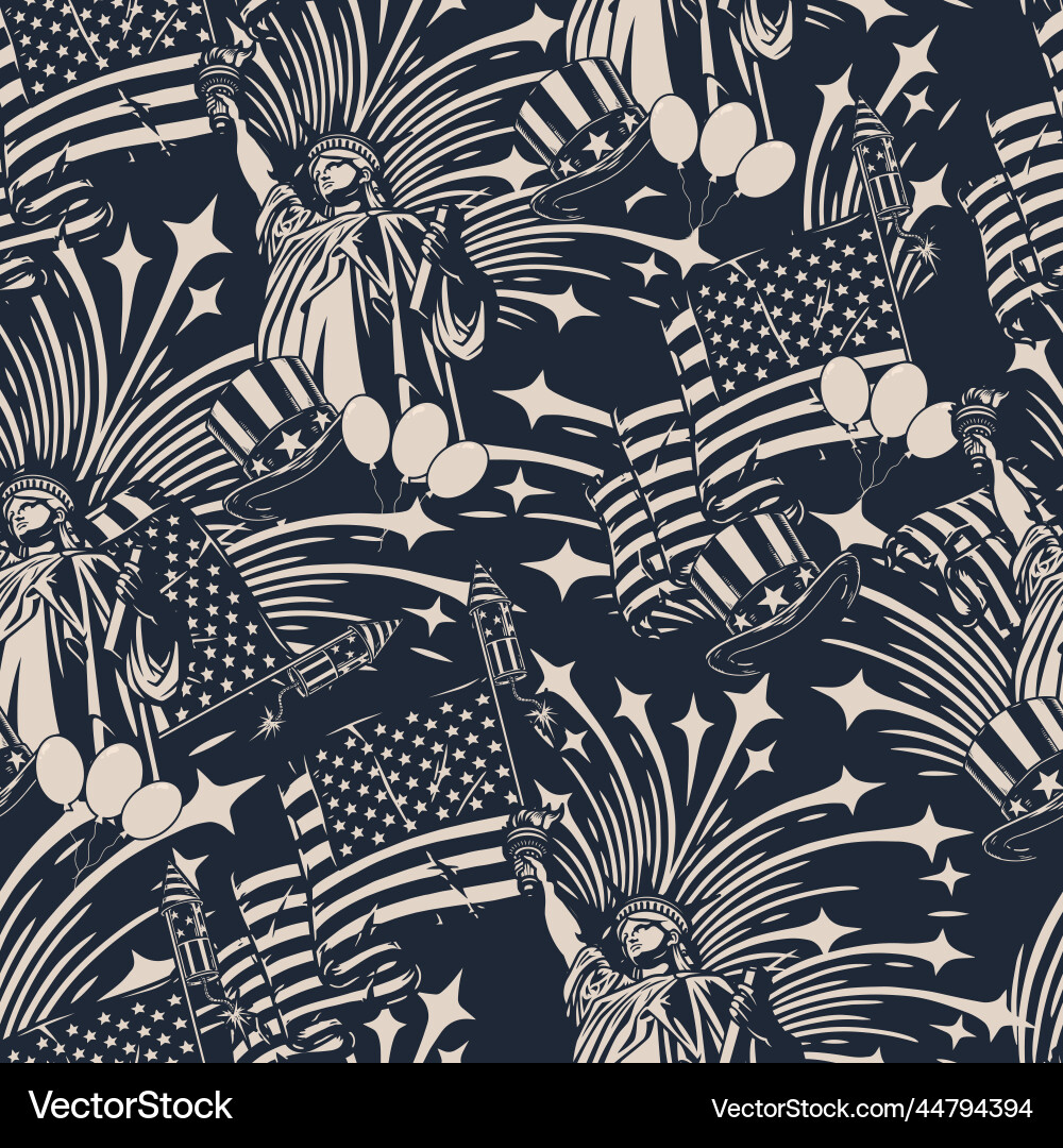 Usa independence day seamless pattern Royalty Free Vector