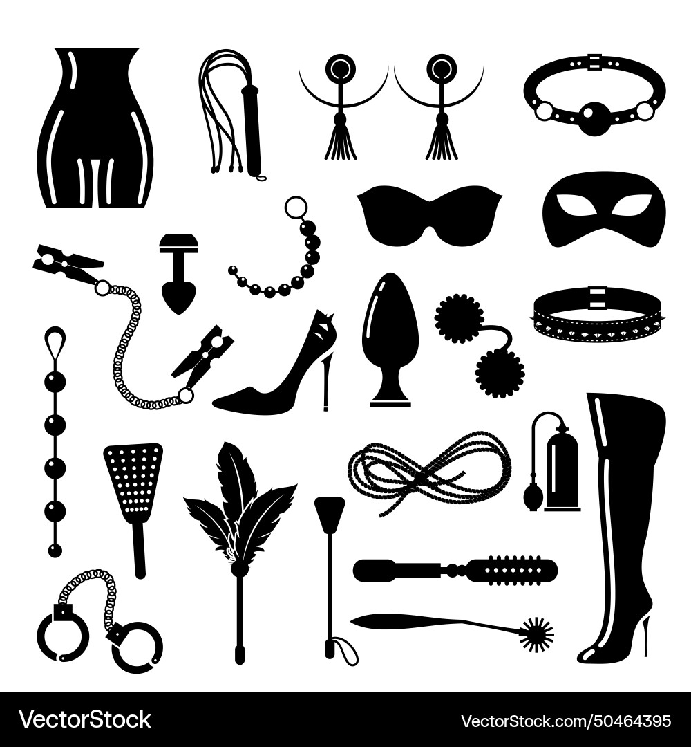 Bdsm icons set bondage and discipline domination Vector Image