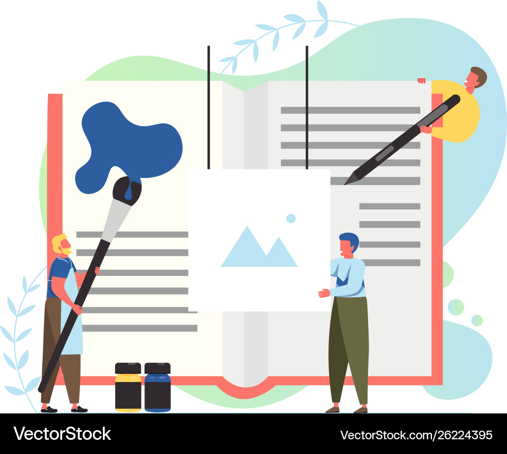 Book publishing process flat style design Vector Image