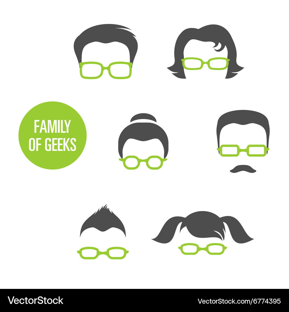 Family of geeks Royalty Free Vector Image - VectorStock