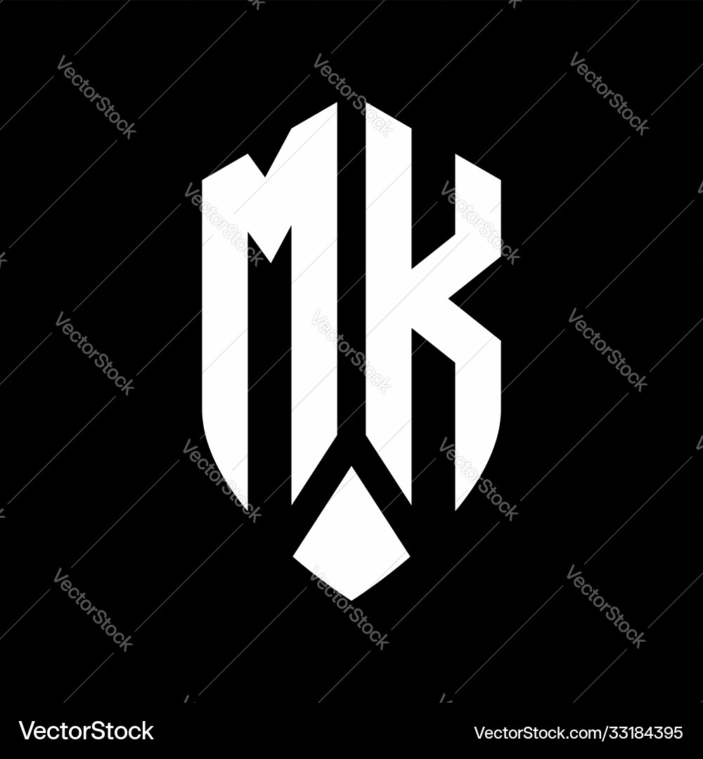 Mk logo monogram with emblem shield style design Vector Image
