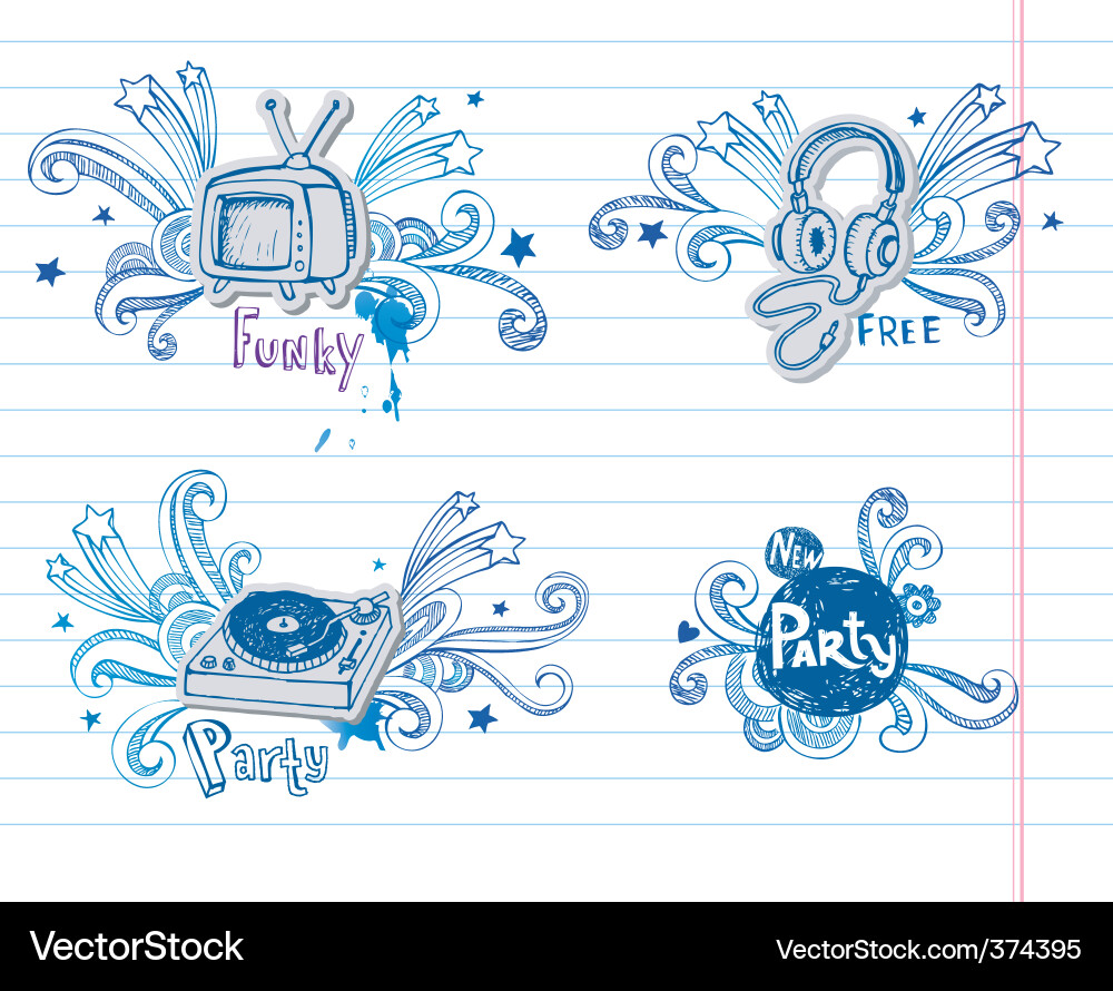 Music doodles Royalty Free Vector Image - VectorStock