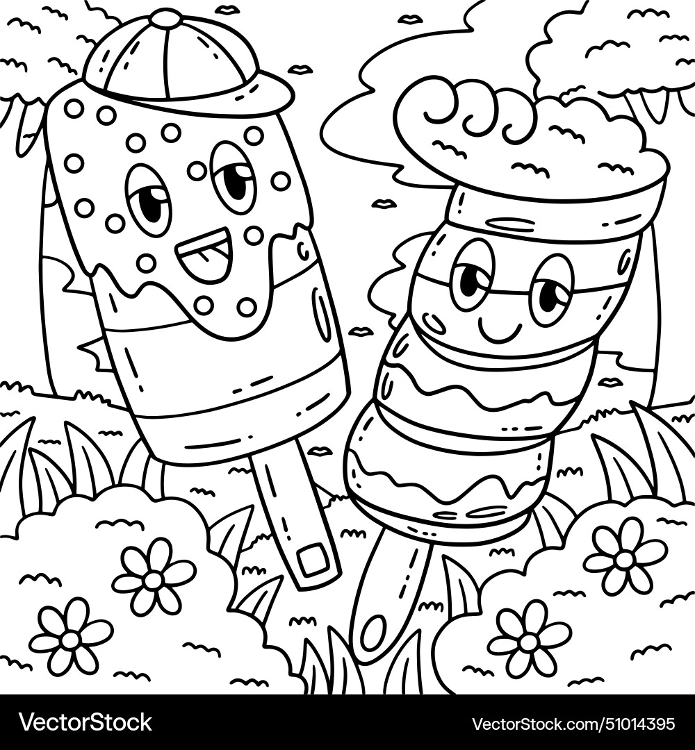 Popsicle twisted ice cream coloring page for kids Vector Image