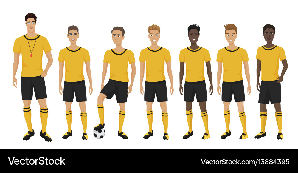 Young Football Team Royalty Free Vector Image - VectorStock