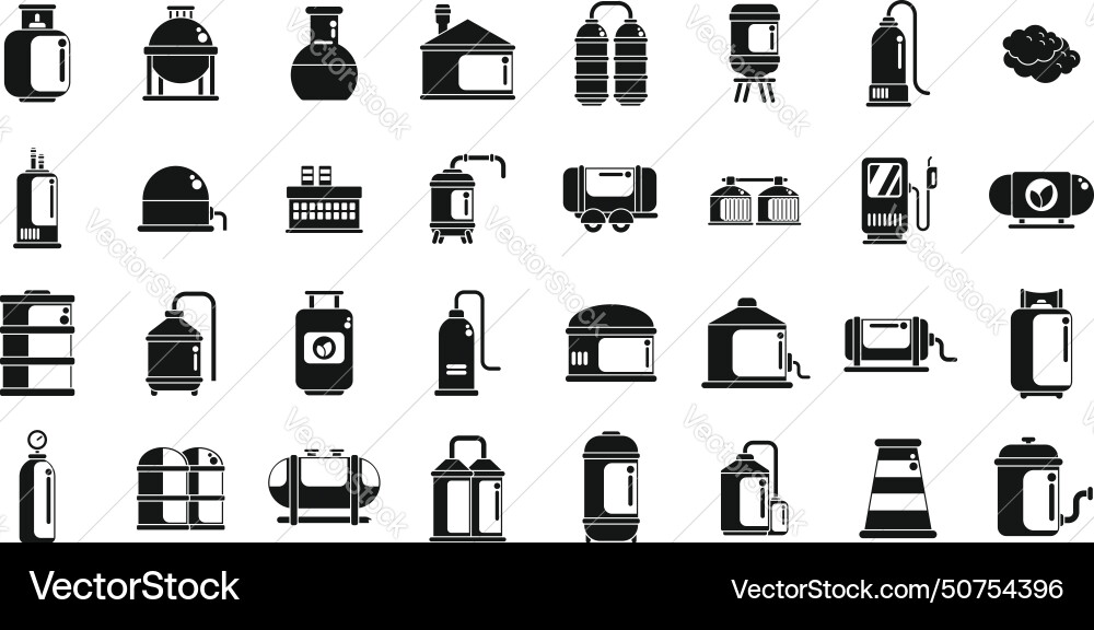 Biogas icons set simple ethanol energy Royalty Free Vector