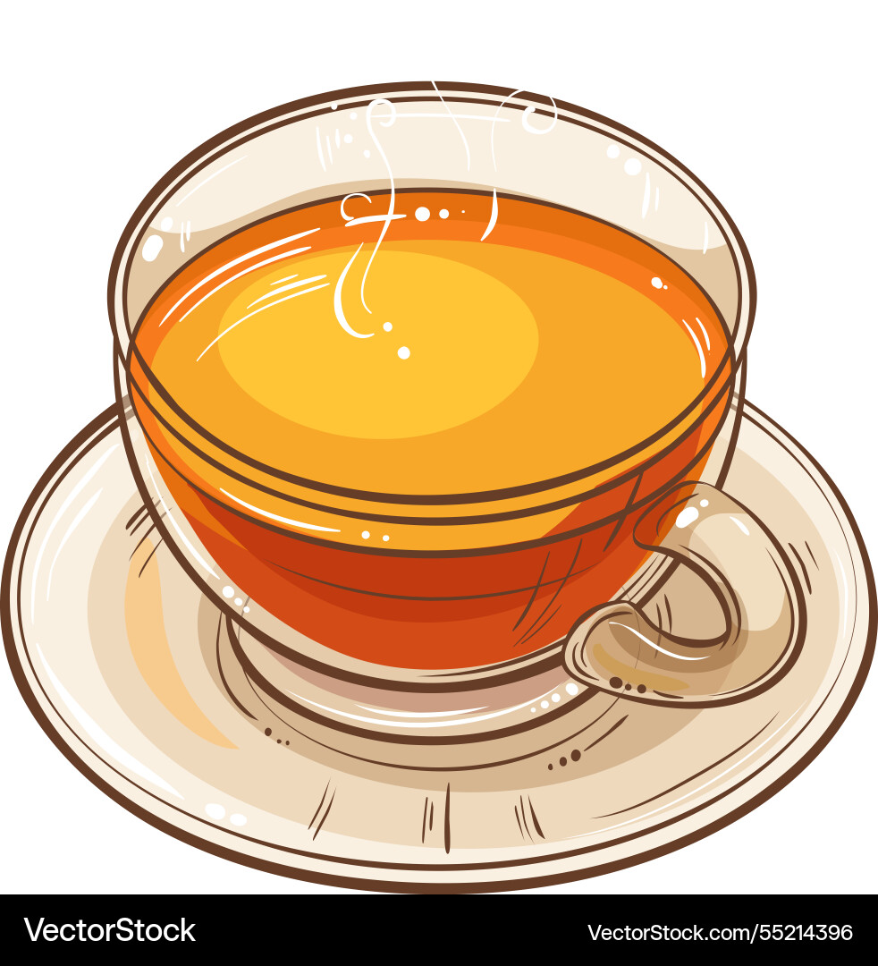 Cup of tea colored Royalty Free Vector Image - VectorStock