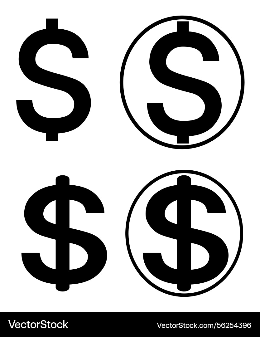 Dollar icon set free image Royalty Free Vector Image