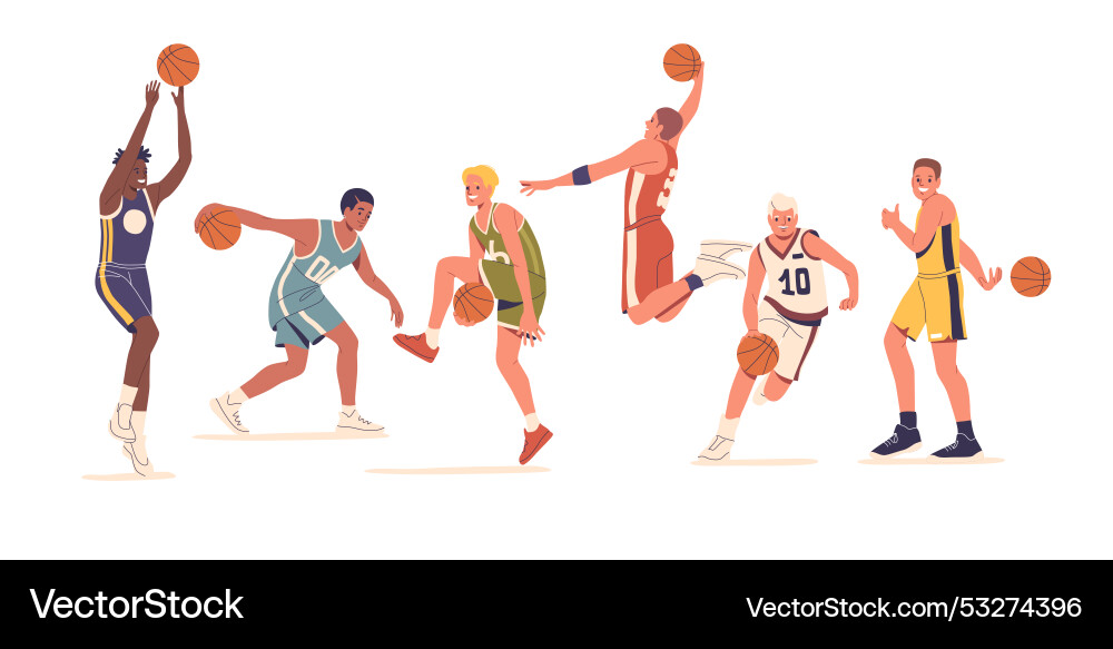 Energetic basketball players showcase dynamic Vector Image