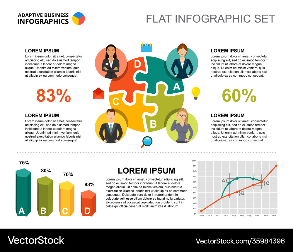 Four options bar and line charts template Vector Image