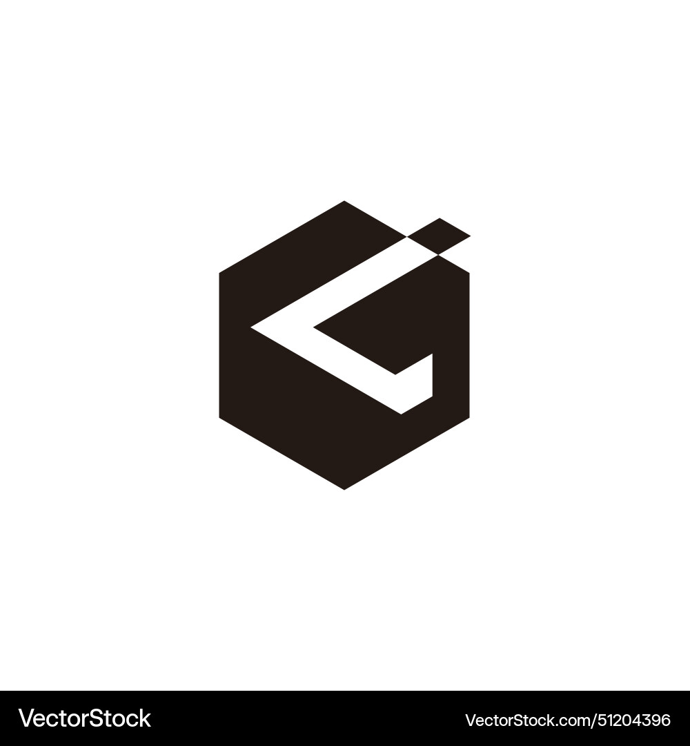 Letter l hexagonal box flat simple logo Royalty Free Vector