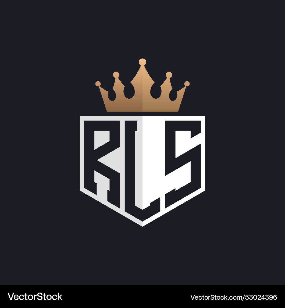 Luxury rls logo with crown elegant initials Vector Image