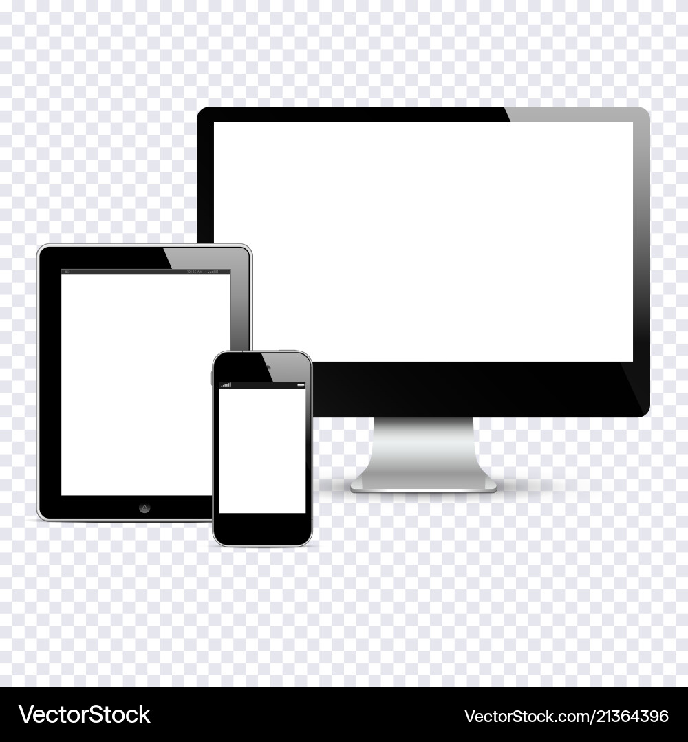 Modern digital devices isolated on transparent Vector Image