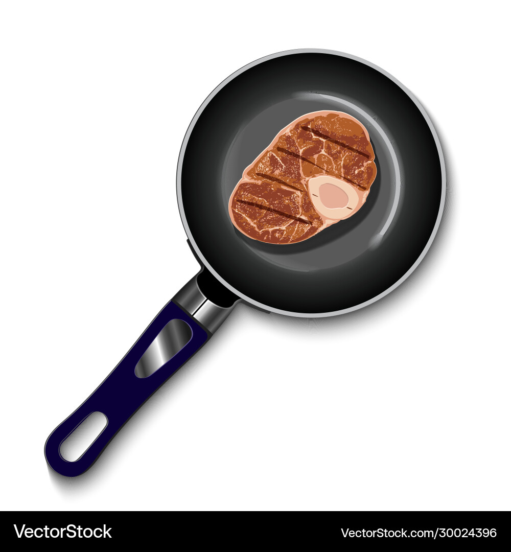 Pan with raw meat top view Royalty Free Vector Image