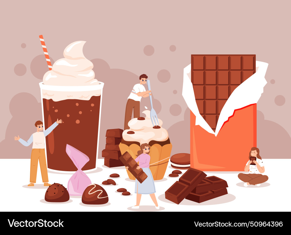 People and chocolate concept sweet desserts Vector Image