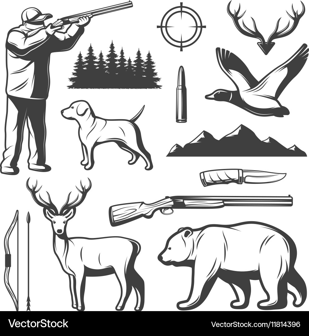 Vintage Hunting Symbols Royalty Free Vector Image
