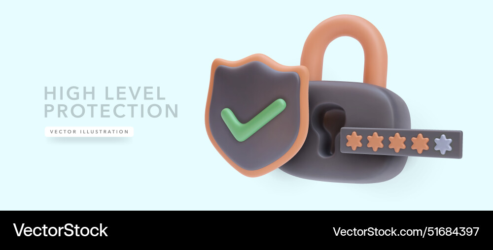 Concept poster for high level protection in 3d Vector Image