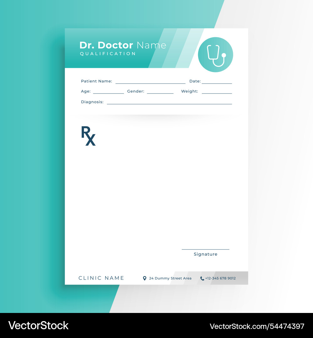 Formal a4 doctor prescription notepad paper Vector Image