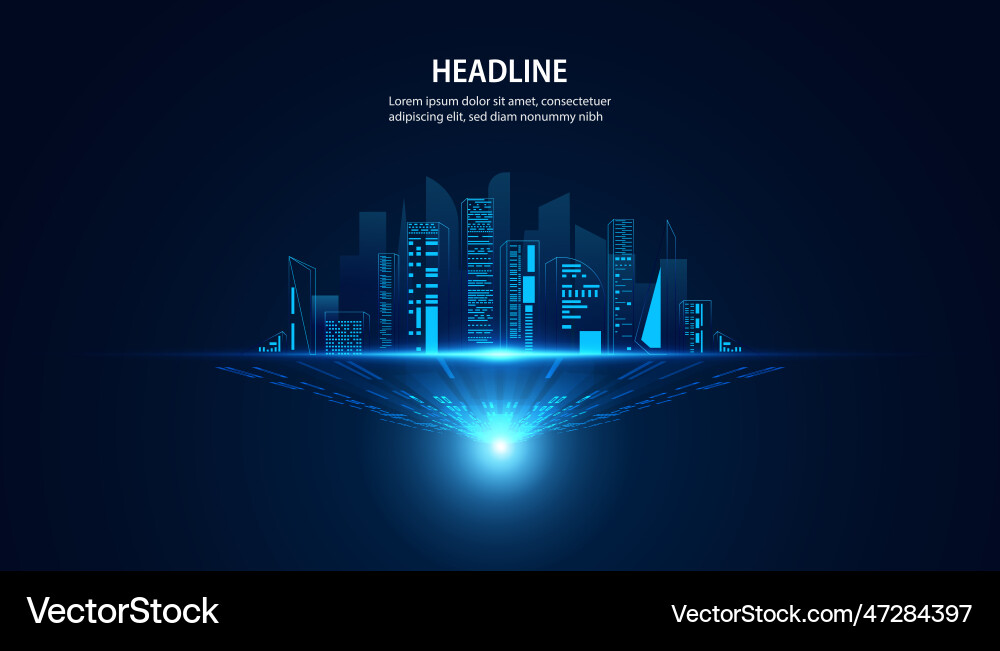 Futuristic Cityscape - Light & Technology Vector Image