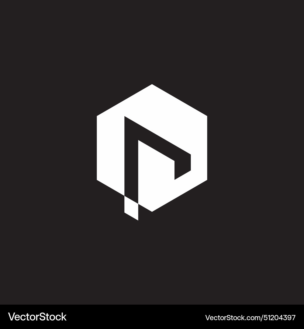 Letter r hexagonal box arrow simple logo Vector Image