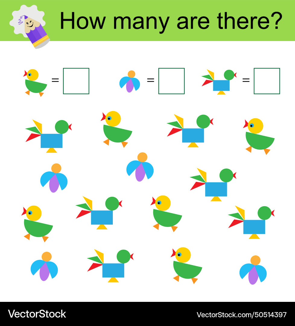 Math activity for kids cartoon bird Royalty Free Vector