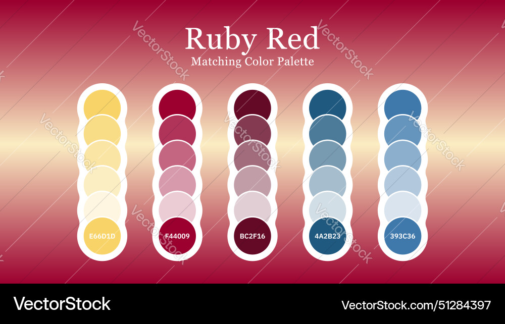 Ruby Red Color Palette - RGB Swatches Royalty Free Vector