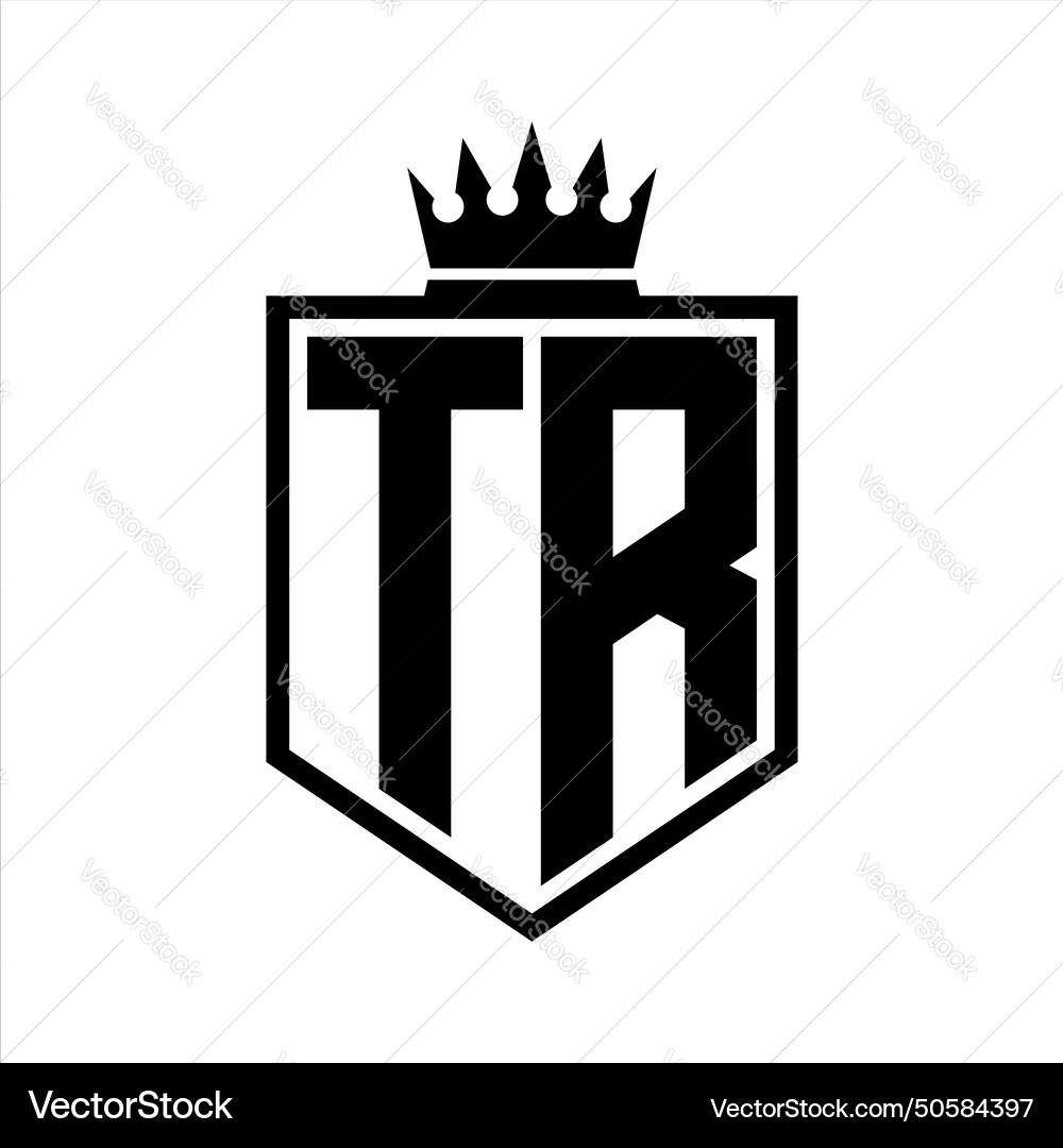 Tr logo monogram bold shield geometric shape Vector Image