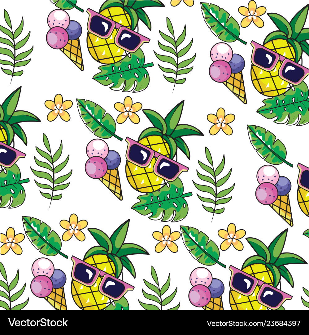 Tropical summer seamless pattern cartoon Vector Image