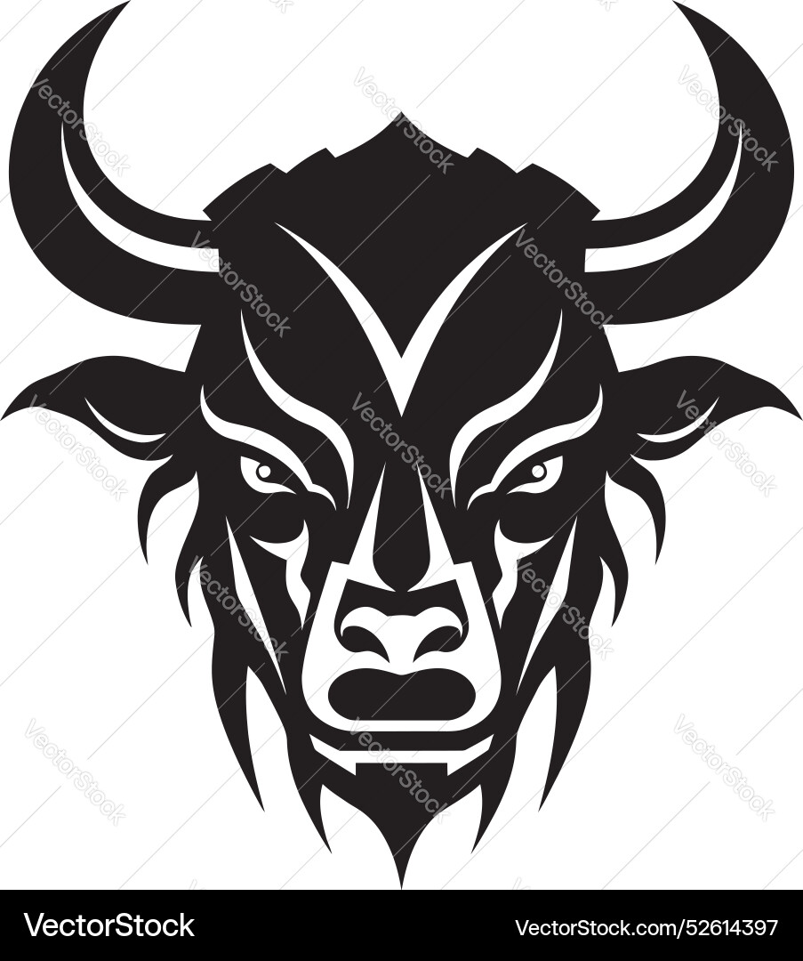Unwavering focus a black and white bull head Vector Image