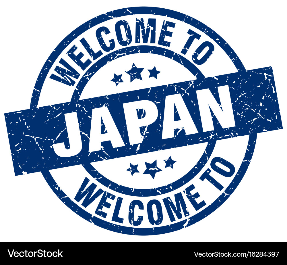 Welcome to japan blue stamp Royalty Free Vector Image