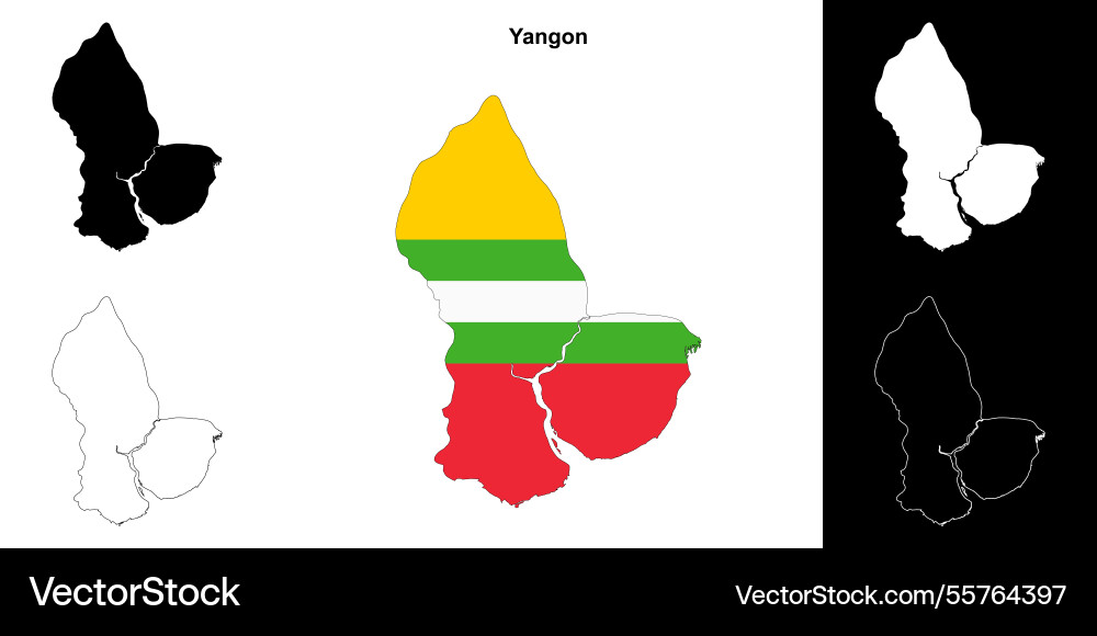 Yangon outline map Royalty Free Vector Image - VectorStock
