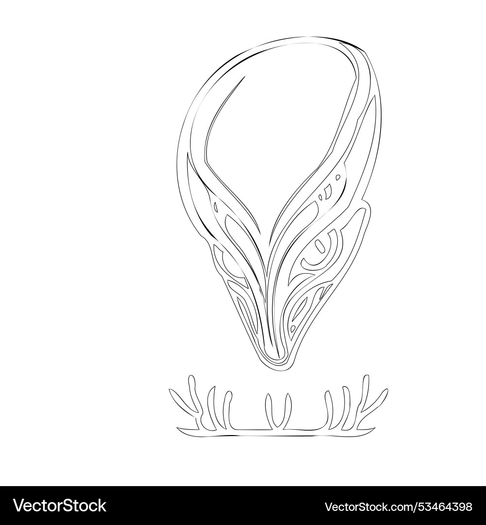 Alien monster outline sketch Royalty Free Vector Image