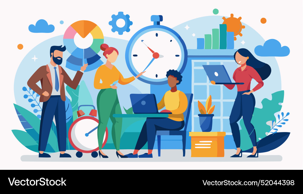 Business team managing time efficiently Royalty Free Vector