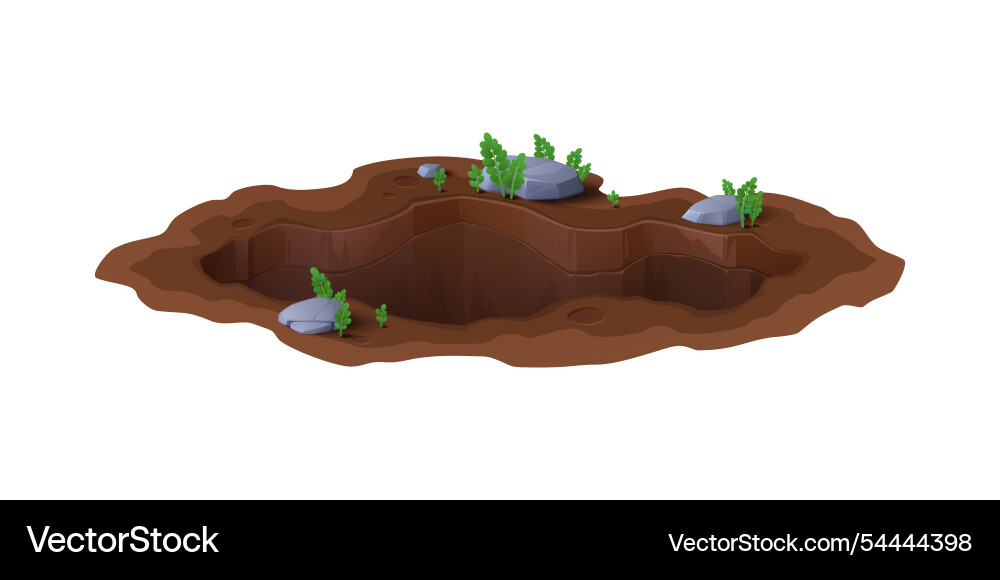 Cartoon Deep Pit with Rocks Royalty Free Vector Image