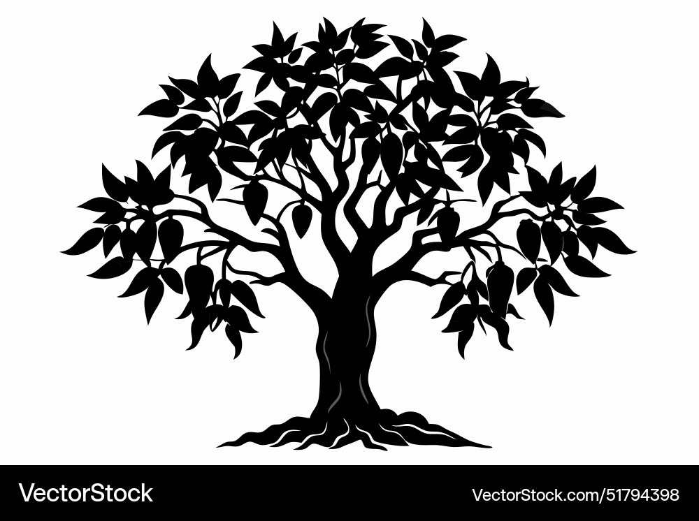 Chili bell tree white background c Royalty Free Vector Image