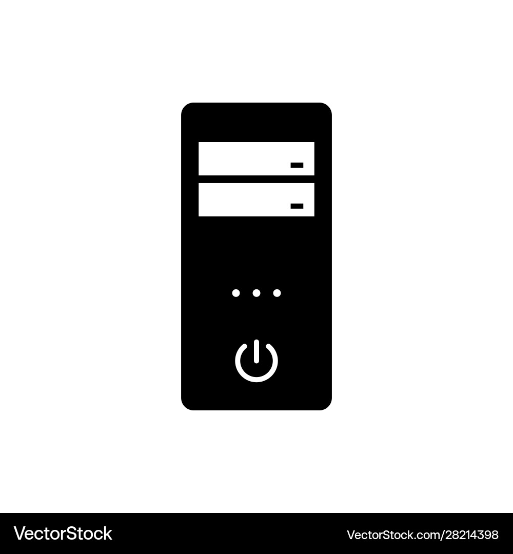 Computer system unit black icon on white Vector Image