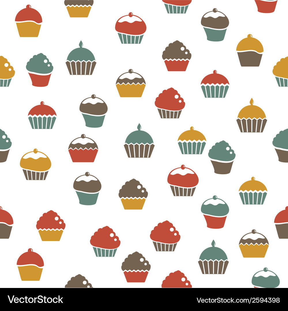 Cupcakes seamless pattern Royalty Free Vector Image
