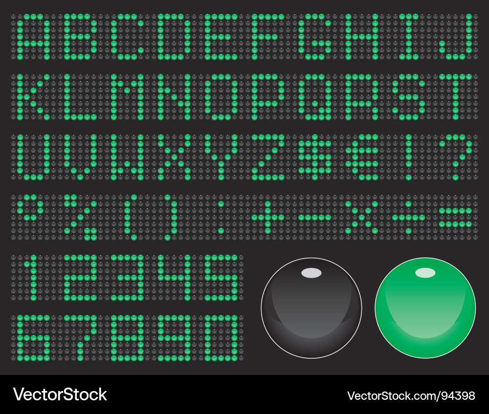 Dot-matrix display font Royalty Free Vector Image