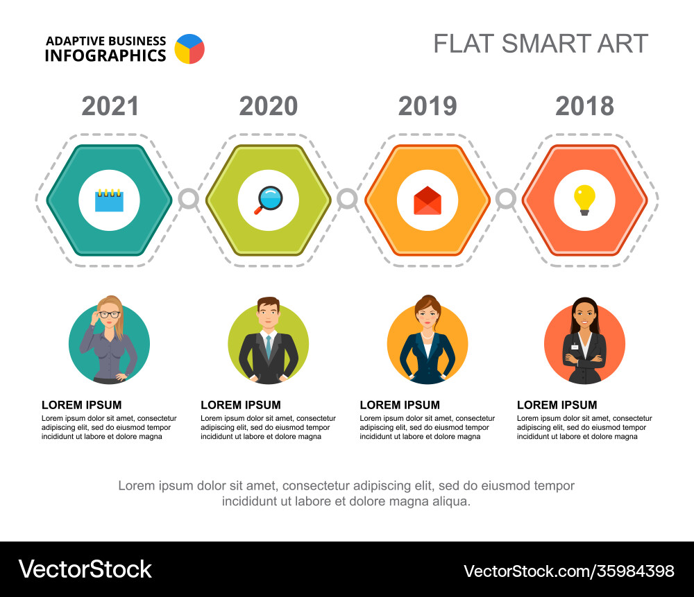 Four options timeline process chart template Vector Image