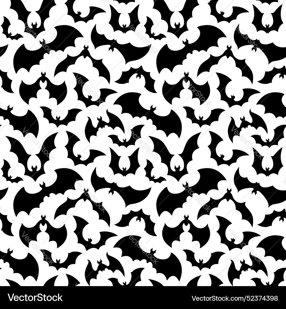 Halloween flying bats monochrome seamless pattern Vector Image