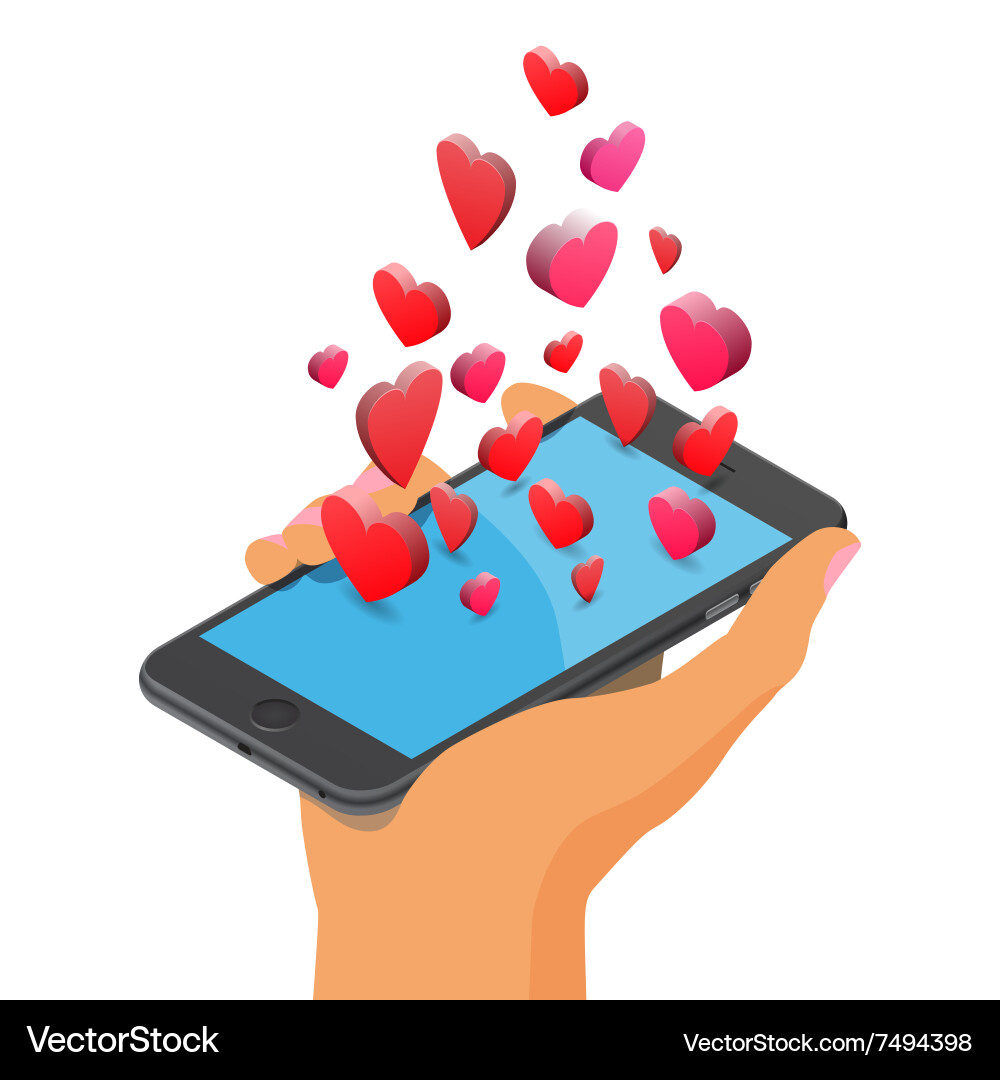 Heart icons smartphone Royalty Free Vector Image