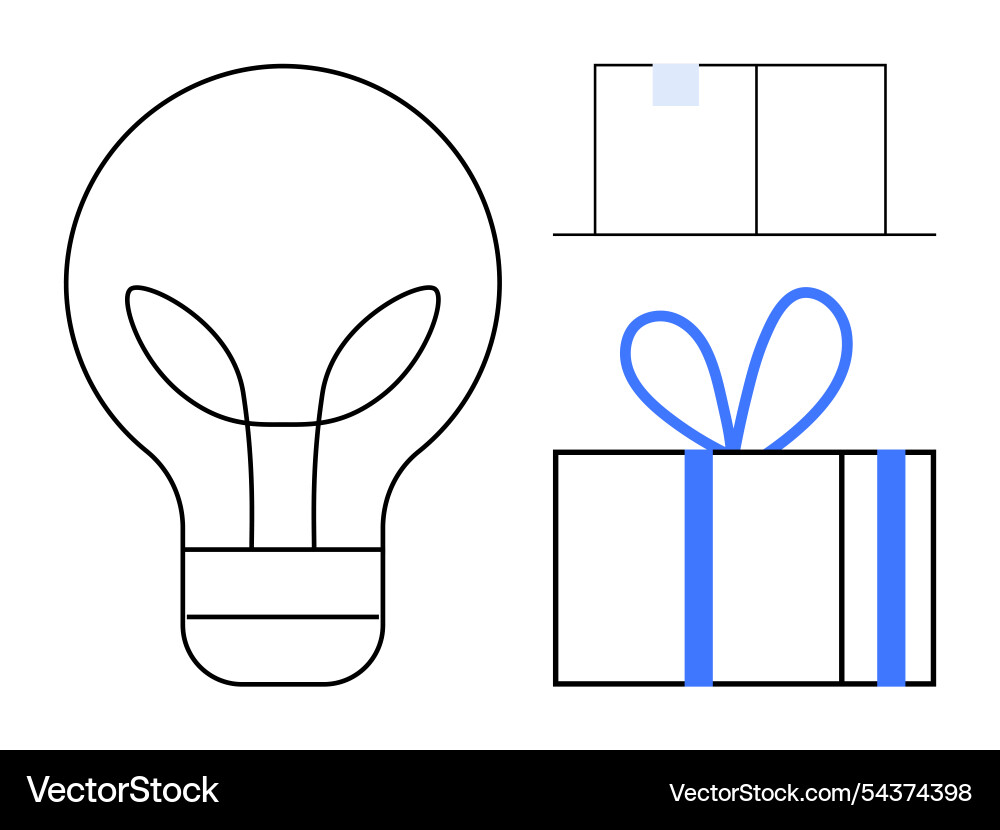 Light bulb representing ideas with book and gift Vector Image