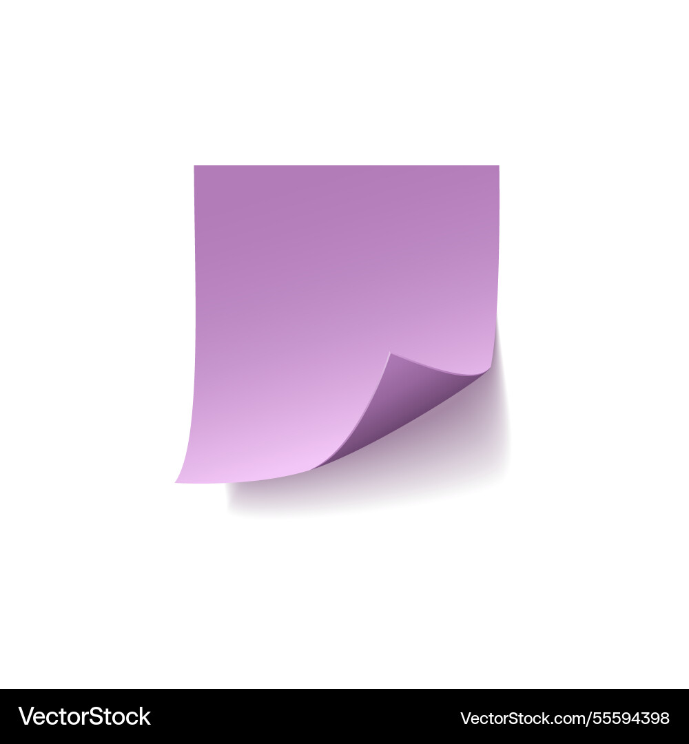 Lilac paper sticker note with curled corner Vector Image