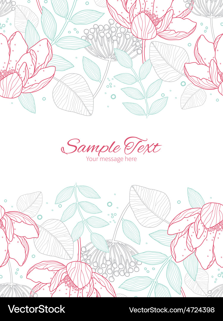 Modern line art florals vertical double Royalty Free Vector