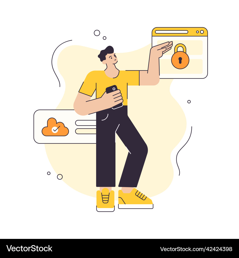 Modern male smartphone user log in with password Vector Image