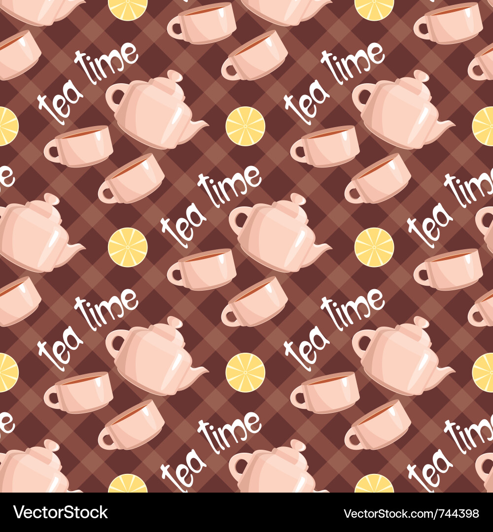Seamless tea pattern Royalty Free Vector Image