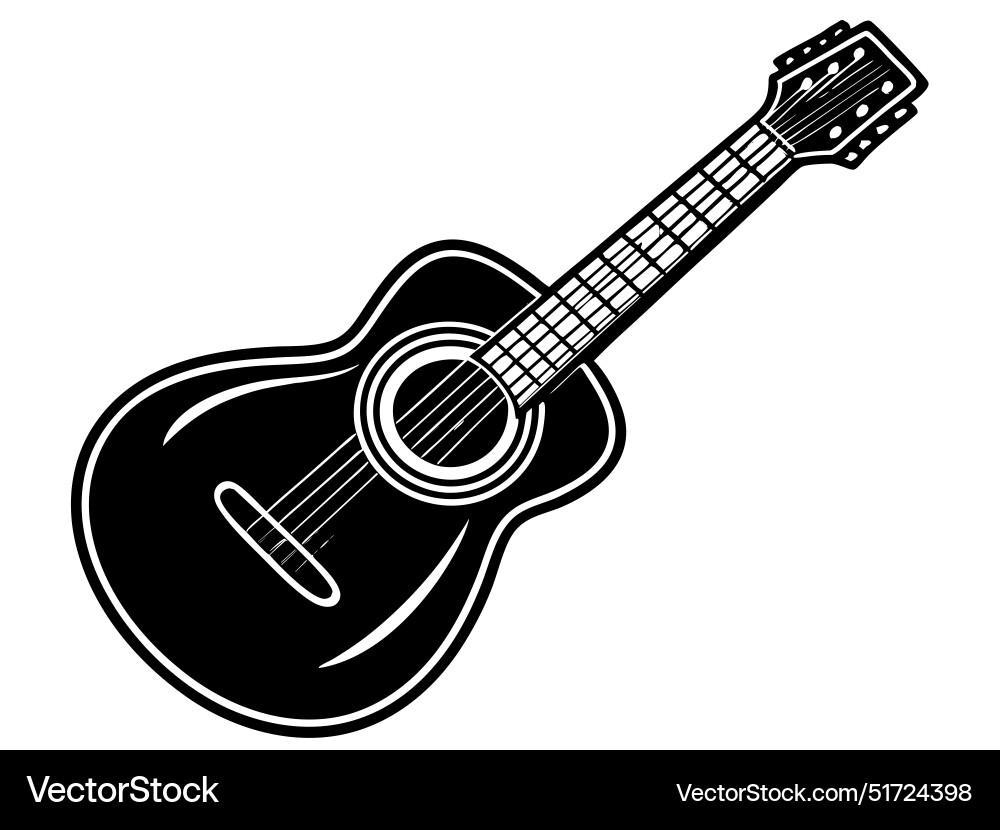 Stylish guitar line art svg b Royalty Free Vector Image