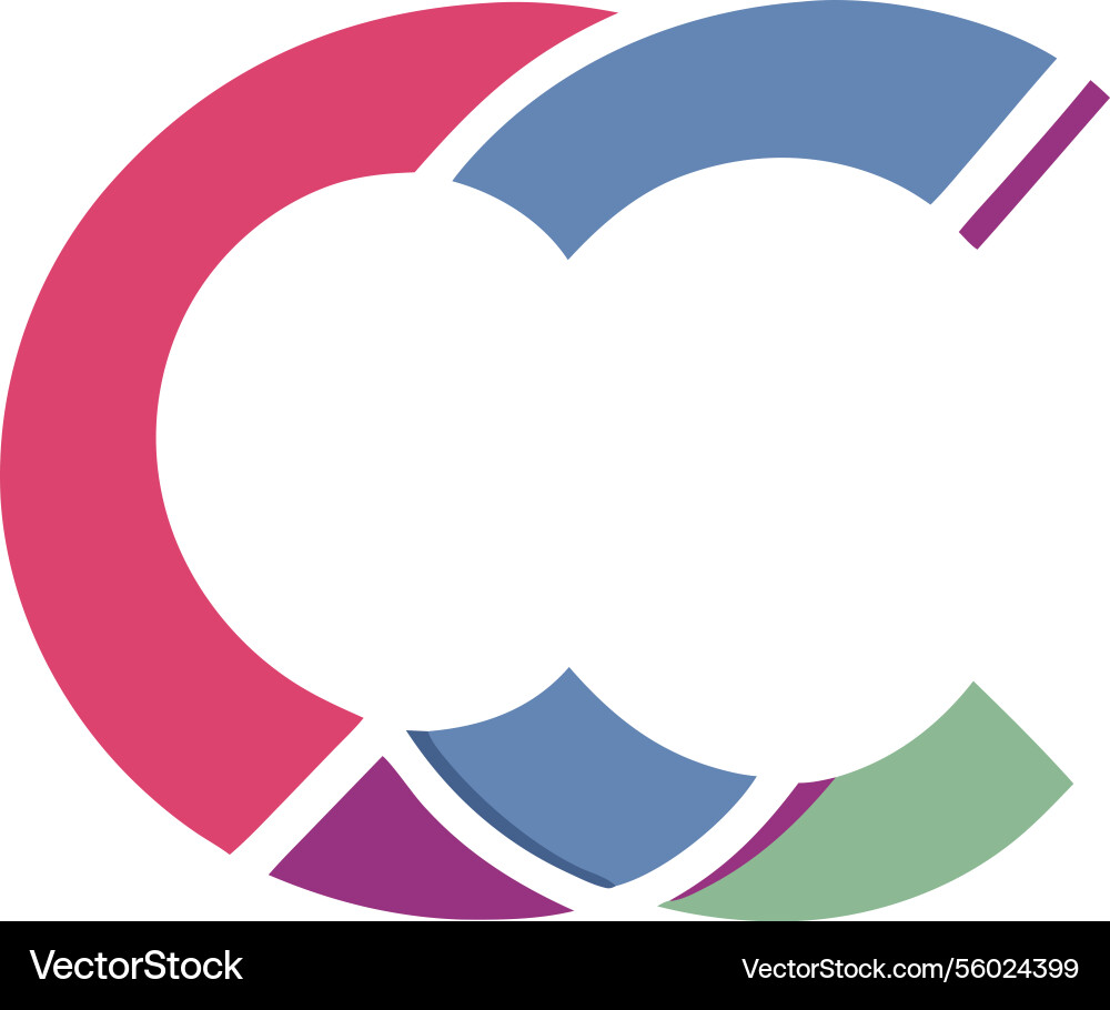 Abstract colorful interlocking cc letter logo Vector Image