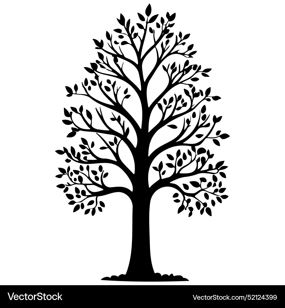 Black cartoon tree silhouette hand drawn Vector Image
