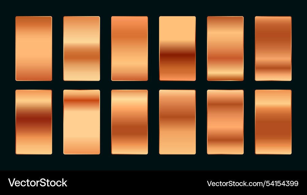 Copper or rose gold premium gradient swatches Vector Image