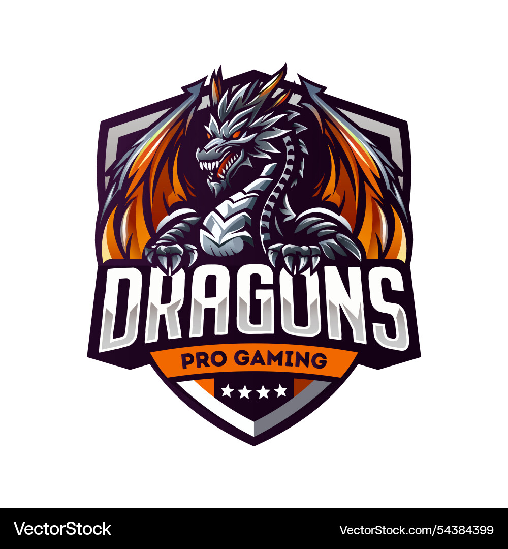 Hand drawn black dragon logo design Royalty Free Vector